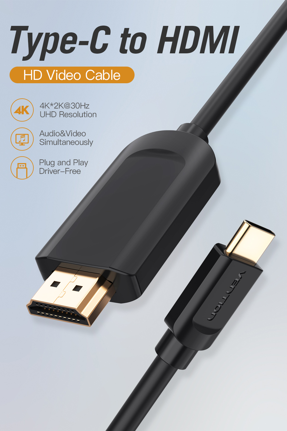 Vention USB 3.1 Type C To HDMI Cable 4K Adapter To TV Compatible With ...