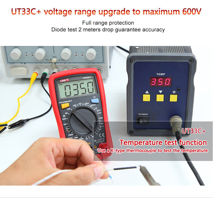 UNI-T UT33+ Series AC DC 600V DC 10A Palm Size Digital Multimeter UT33A ...