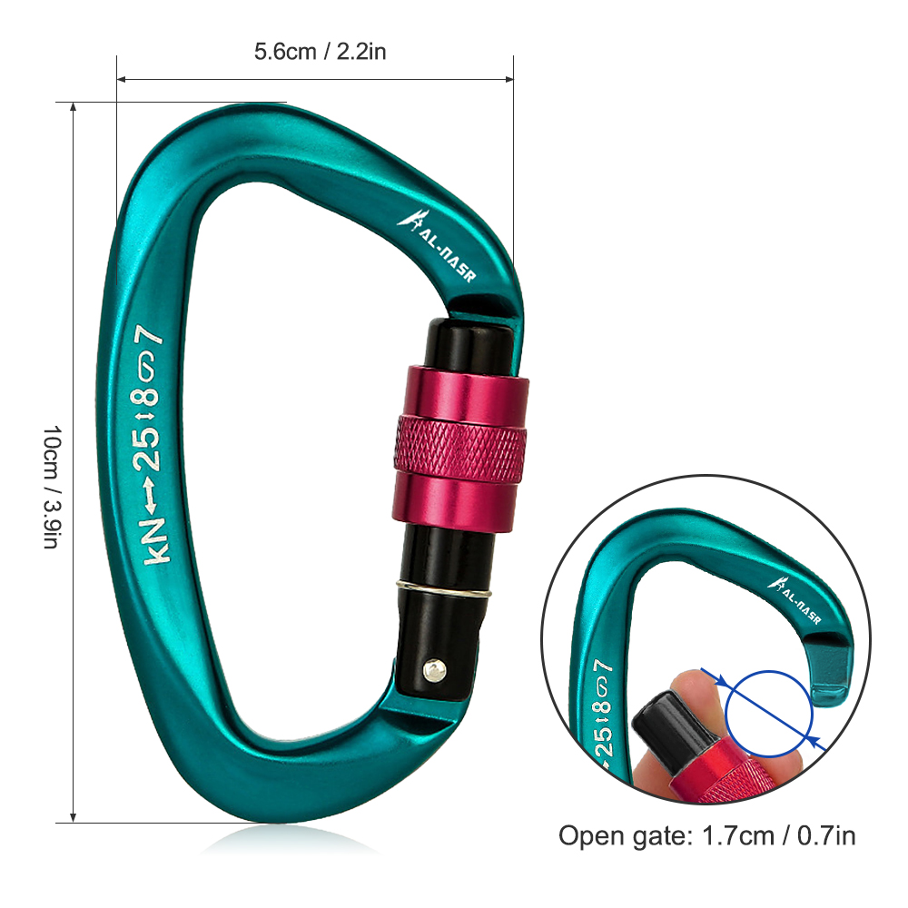 [COD] 25KN Professional Climbing Carabiner Screw Locking Gate Carabiner ...
