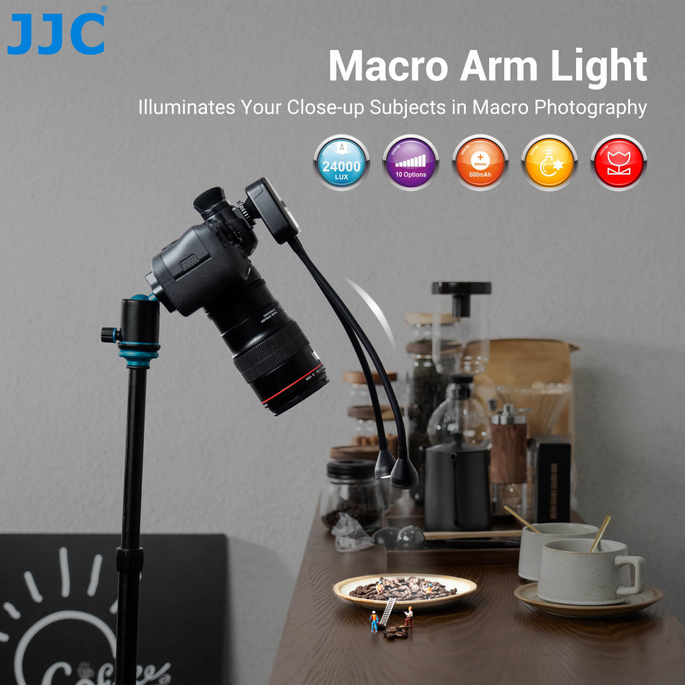 JJC LED-ARM2 Dual Flexible LED Arm Light 10 Adjustable Brightness Level ...