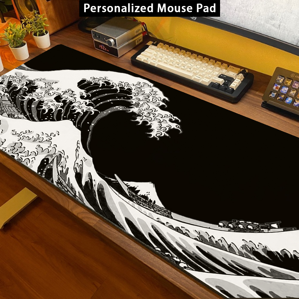 Mouse pad Black Great Wave Extended mousepad Waterproof Non-Slip design ...