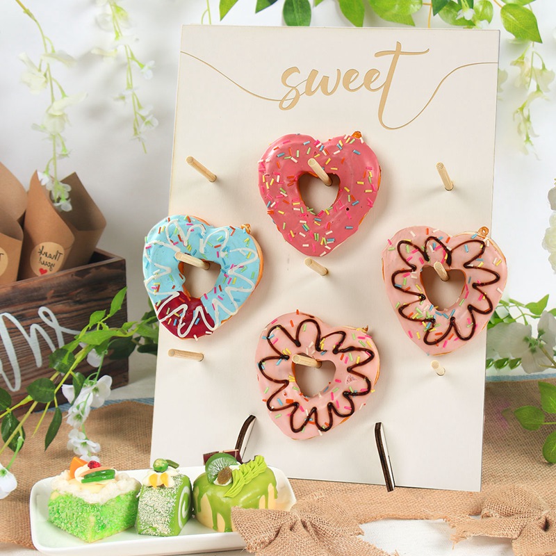 Wooden Donuts Wall Display Stand Sweets Doughnut Rack for Baby Showers ...