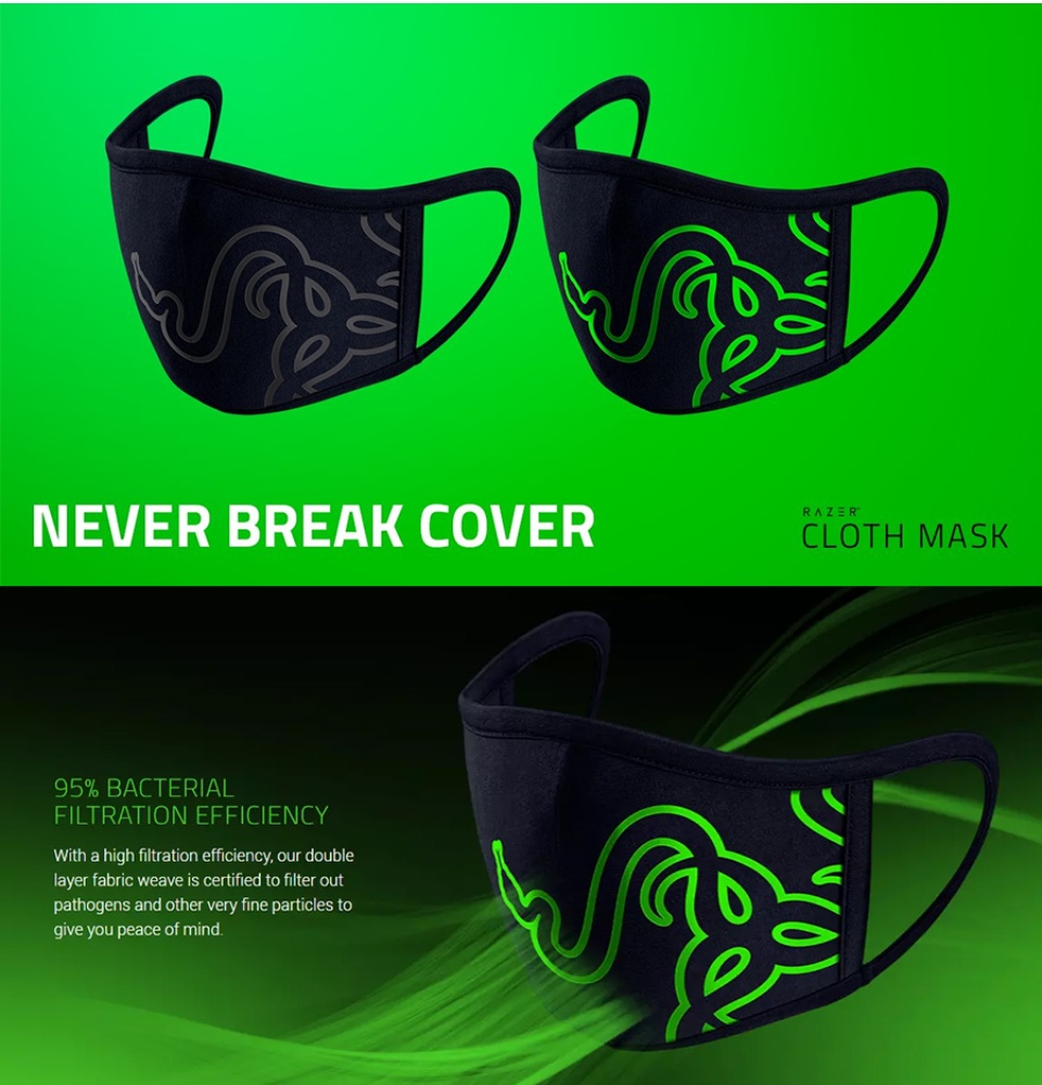 Razer Washable Cloth Mask Bacterial Filtration Efficiency of ≥95% Anti ...