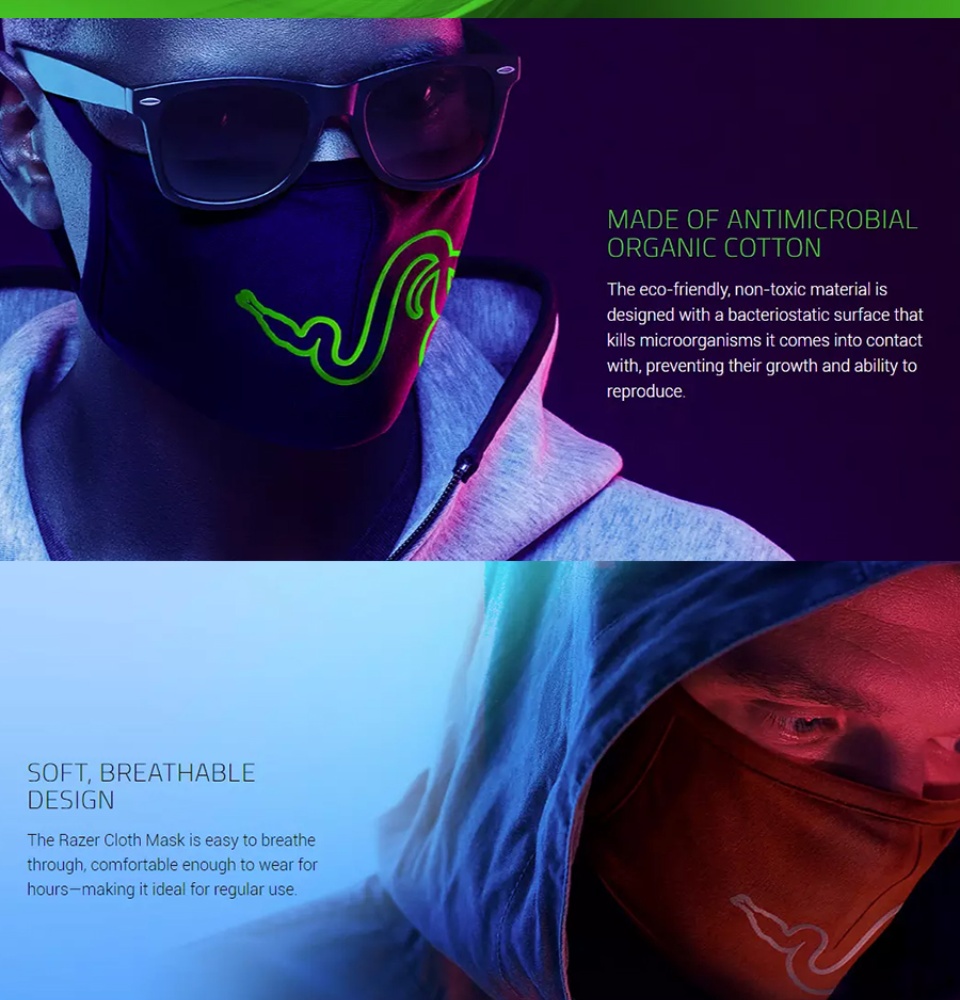 Razer Washable Cloth Mask Bacterial Filtration Efficiency of ≥95% Anti ...