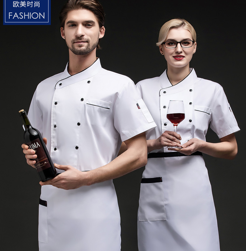 Ready Stock Chef work uniform men's short-sleeved new baking custom ...