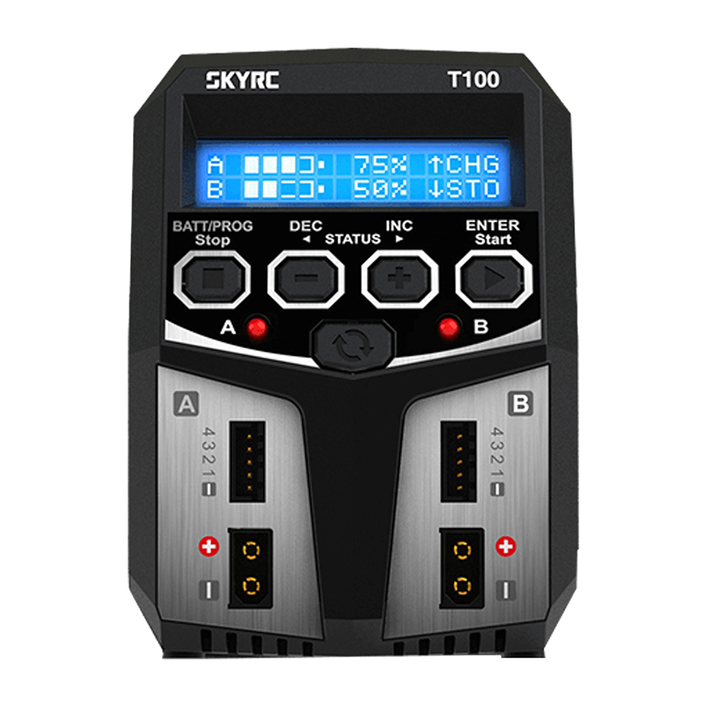 SKYRC T100 AC Lipo Battery Balance Charger Dual 5A 2X50W 2-4S Charger ...