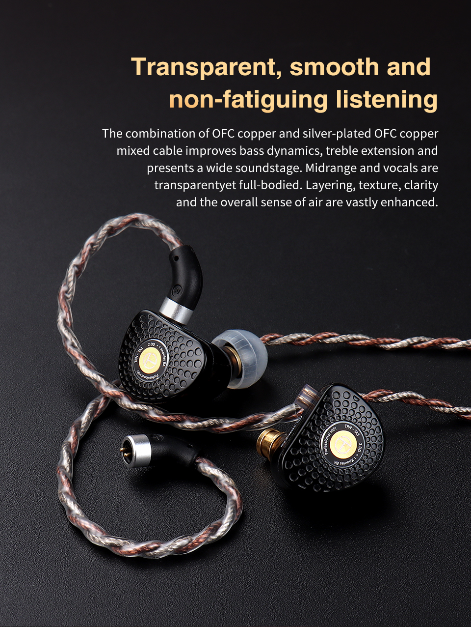 TRN RedChain Silver-Plated Copper With Mic Upgrade Earphone Cable For ...