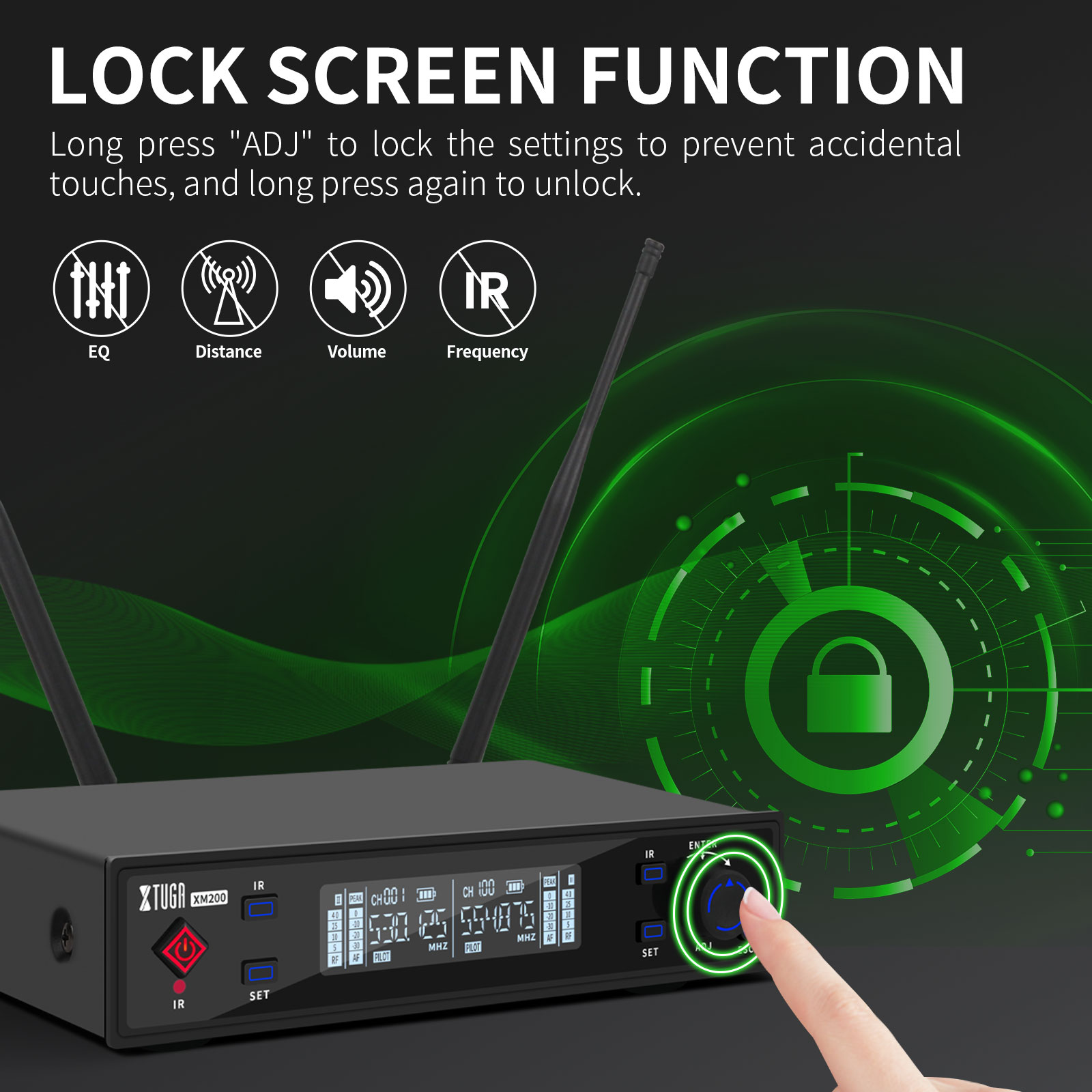 XTUGA XM200 Professional 2 Channel UHF Wireless Microphone System, True Diversity Wireless ...