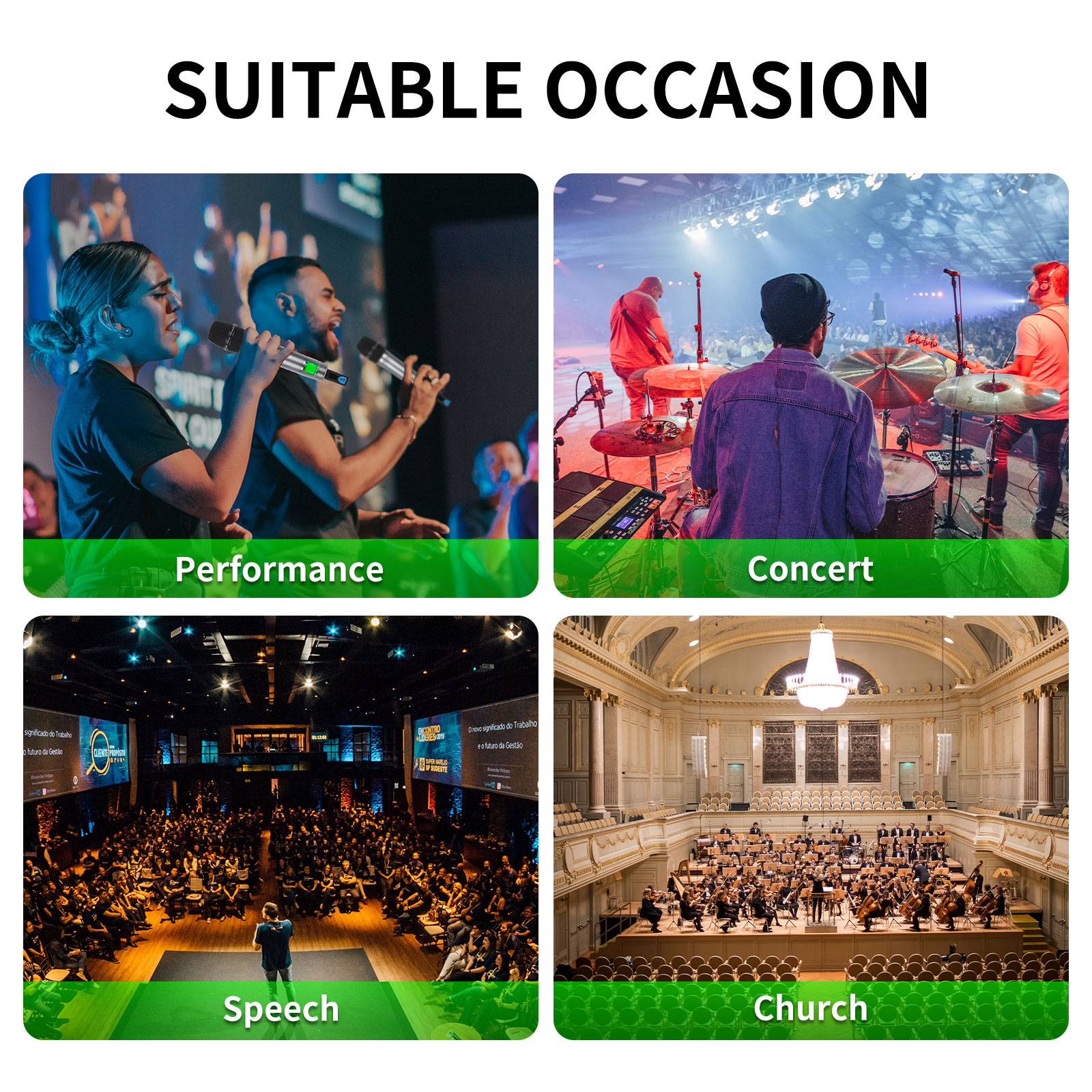 XTUGA XM200 Professional 2 Channel UHF Wireless Microphone System, True Diversity Wireless ...