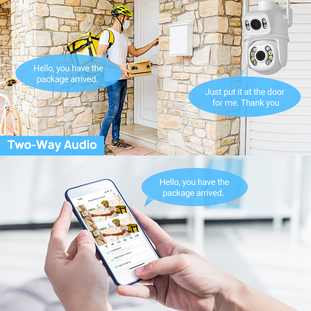 Hamrol Dual Lens 4K 8MP PTZ Wifi IP Camera 5X Zoom Motion Detection ...