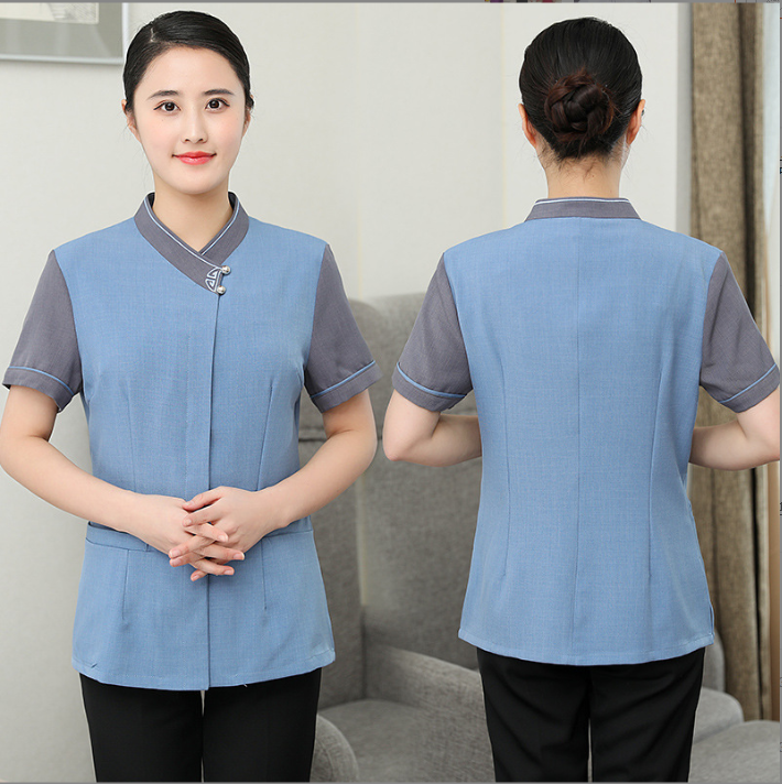 Ready Stock Work uniform cleaning work clothes short-sleeved women's ...