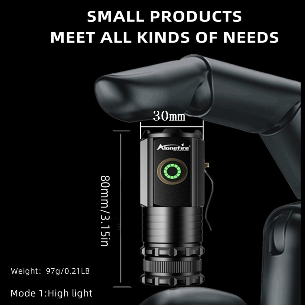 Alonefire X23 Super Bright Mini LED Flashlight Rechargeable Waterproof ...