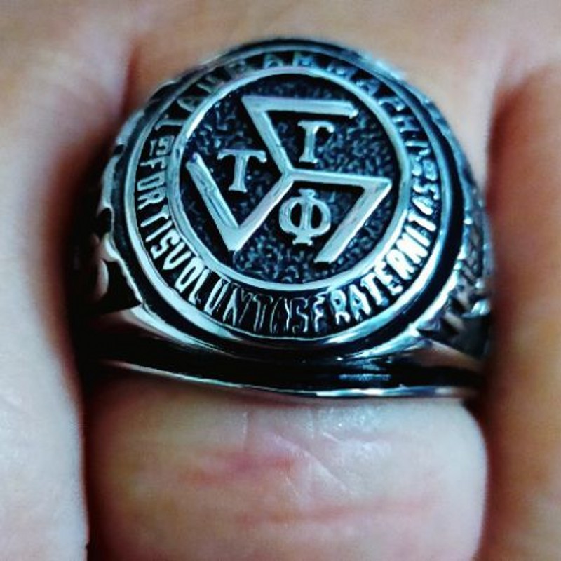 Stainless Steel Triskelion Tau Gamma Phi Ring for Men Size 6-15 ...