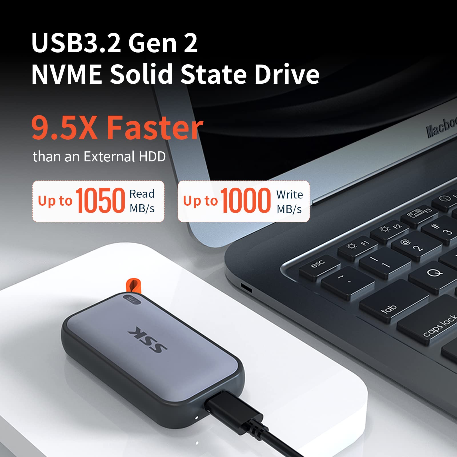 SSK 1050MB/s SD500 SSD 500G Portable External SSD USB3.2 Gen2 External ...