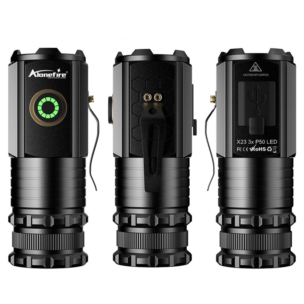 Alonefire X23 Super Bright Mini LED Flashlight Rechargeable Waterproof ...