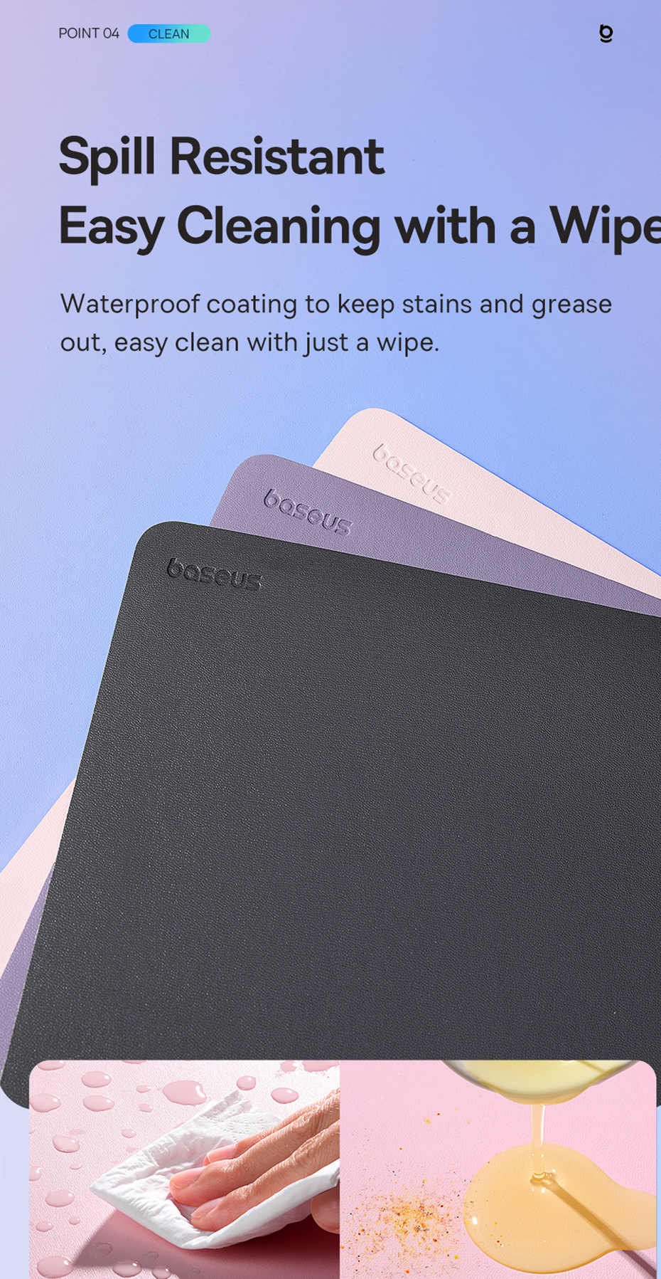 Baseus Mouse Pad Gaming Mouse Pad Office Computer Mice Mat Double Sided ...