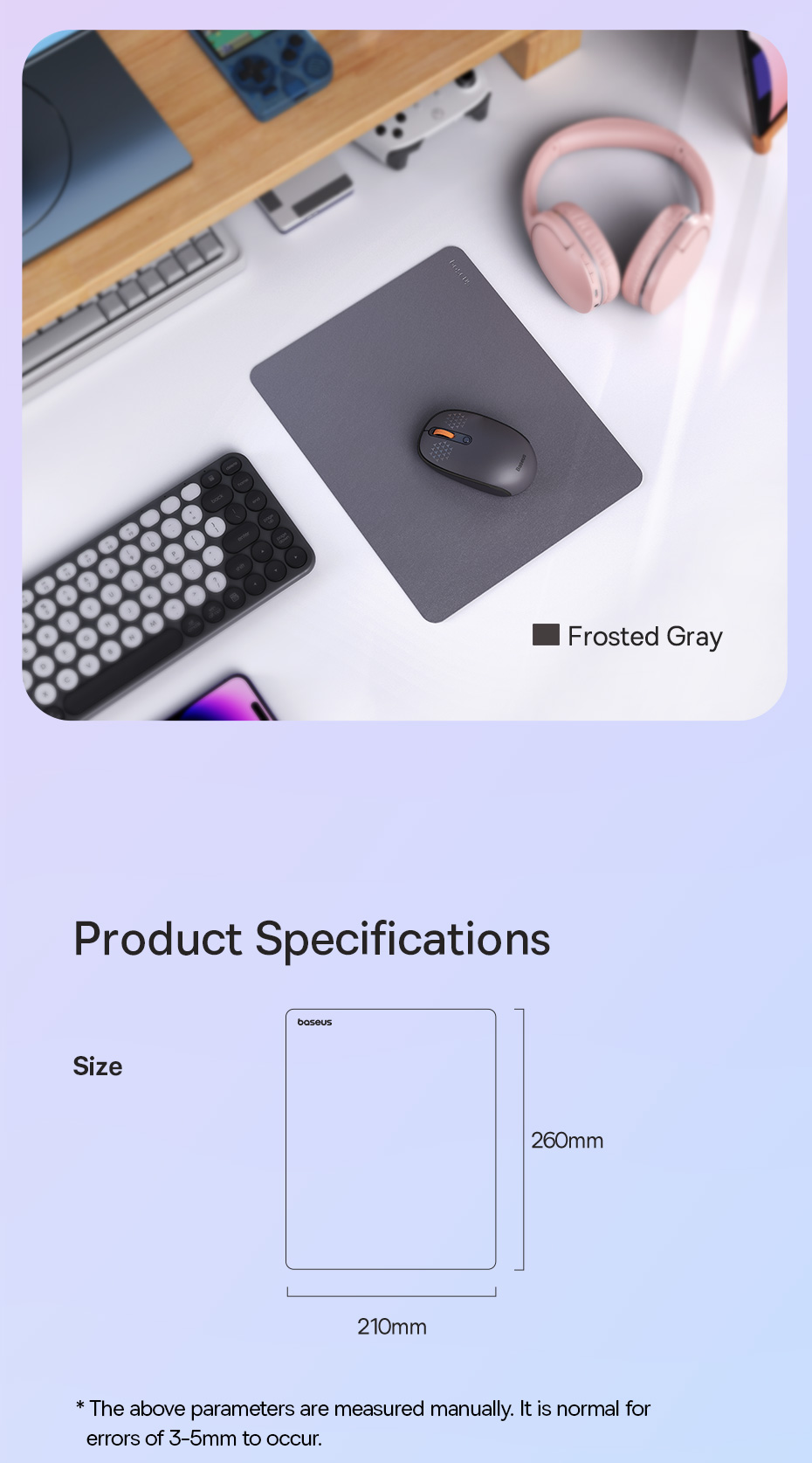 Baseus Mouse Pad Gaming Mouse Pad Office Computer Mice Mat Double Sided ...