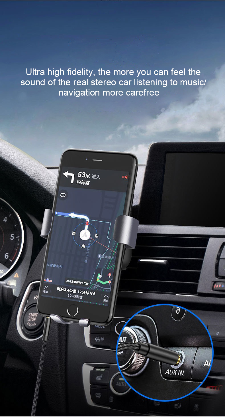 3.5mm Aux Braided Audio Cable 1/2/3 Meter Male To Male Speaker Cable ...