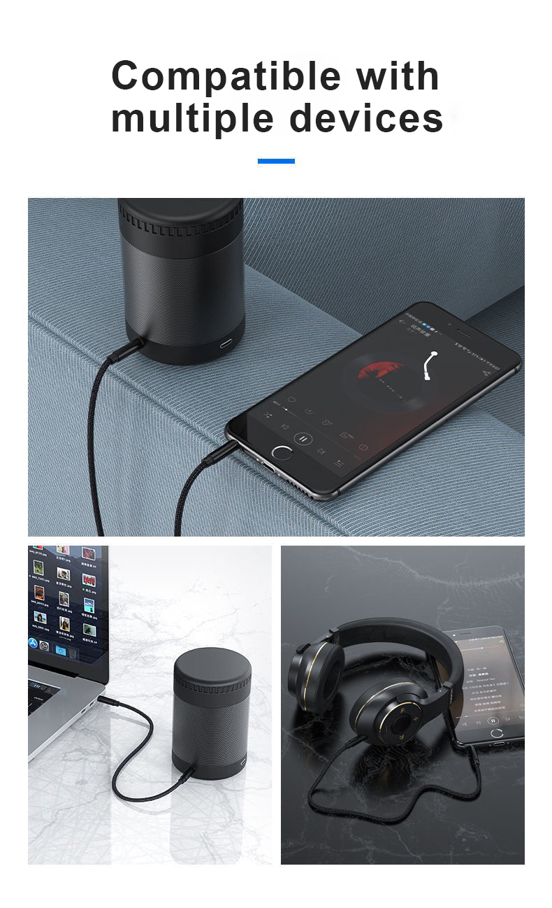 3.5mm Aux Braided Audio Cable 1/2/3 Meter Male To Male Speaker Cable ...