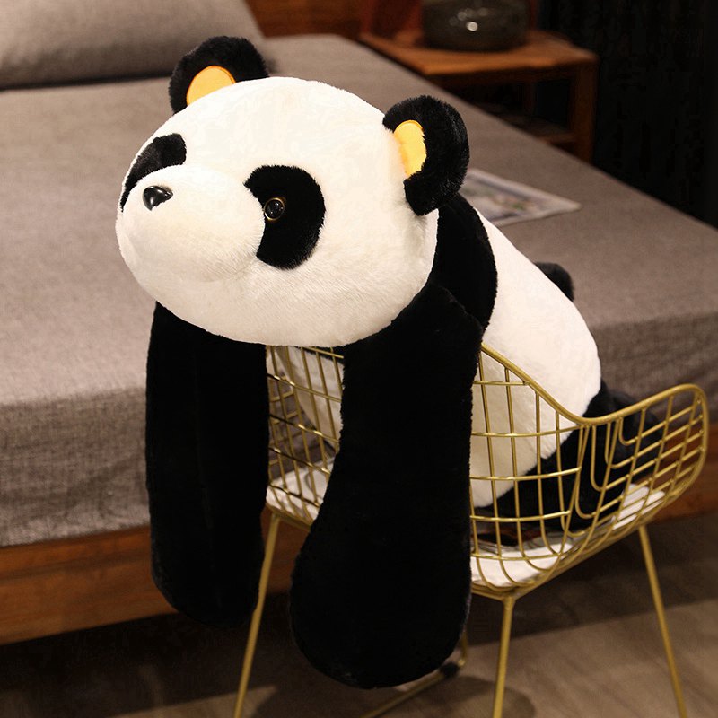 120CM Cute Giant Long Panda Bear Plush Lie Prone Posture Stuffed Animal ...