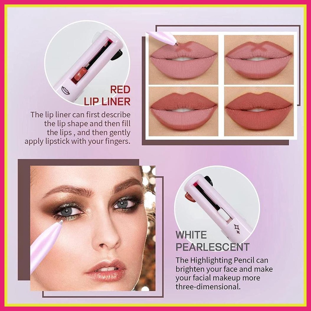 4 In 1 Makeup pen 4 In 1 Lip Pen Easy To Color Rotating 4 Colors ...