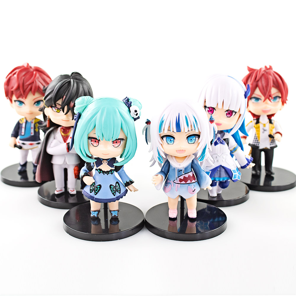 6Pcs/Set 10cm The Gawr Gura Figure Anime Chibi Figure PVC Action Model ...