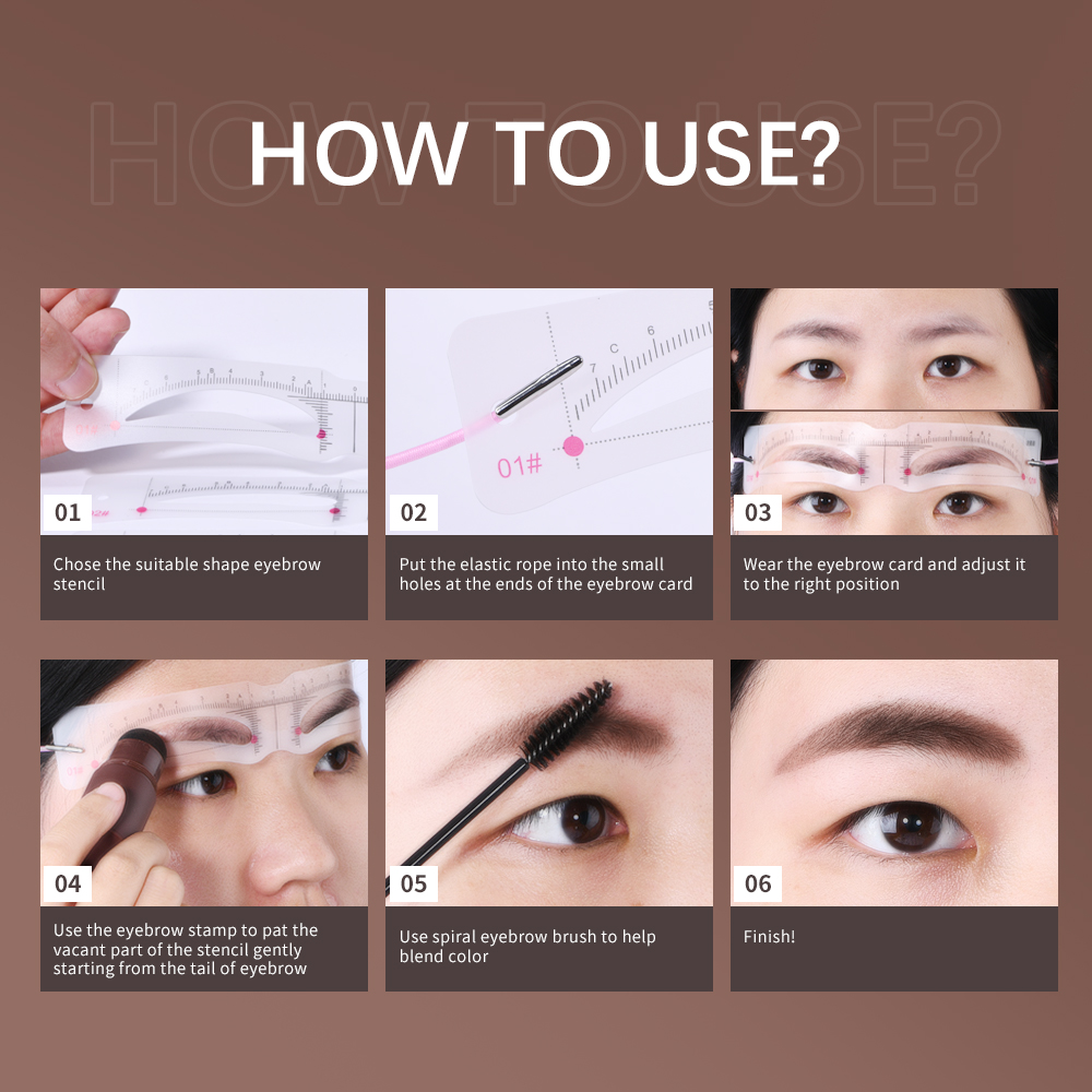 IBCCCNDC New Eyebrow Stamp Stencil Kit One Step Shaping - Brow Powder ...