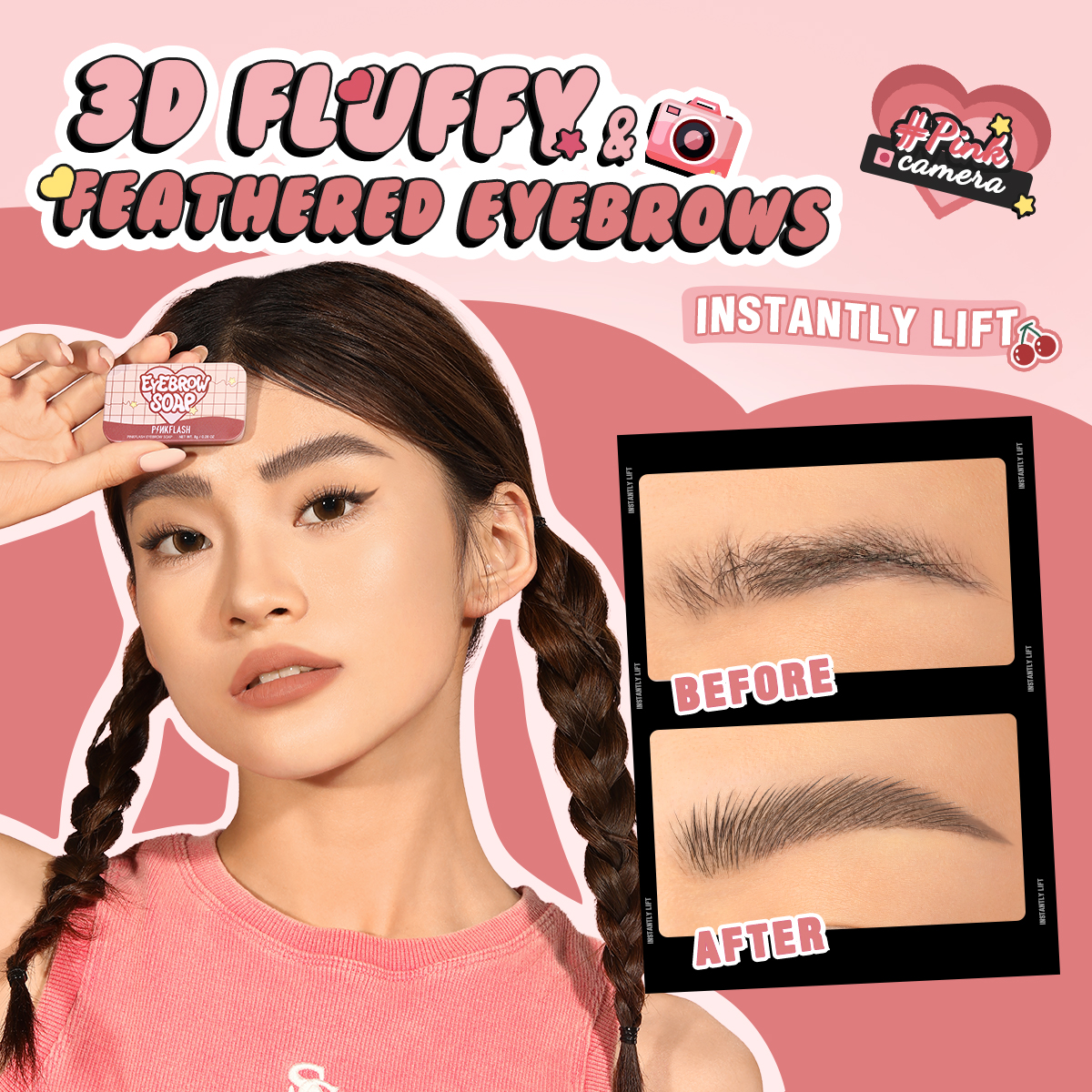 PINKFLASH 3D Eyebrow Soap Set Waterproof Long Lasting Drawing Eyebrow ...