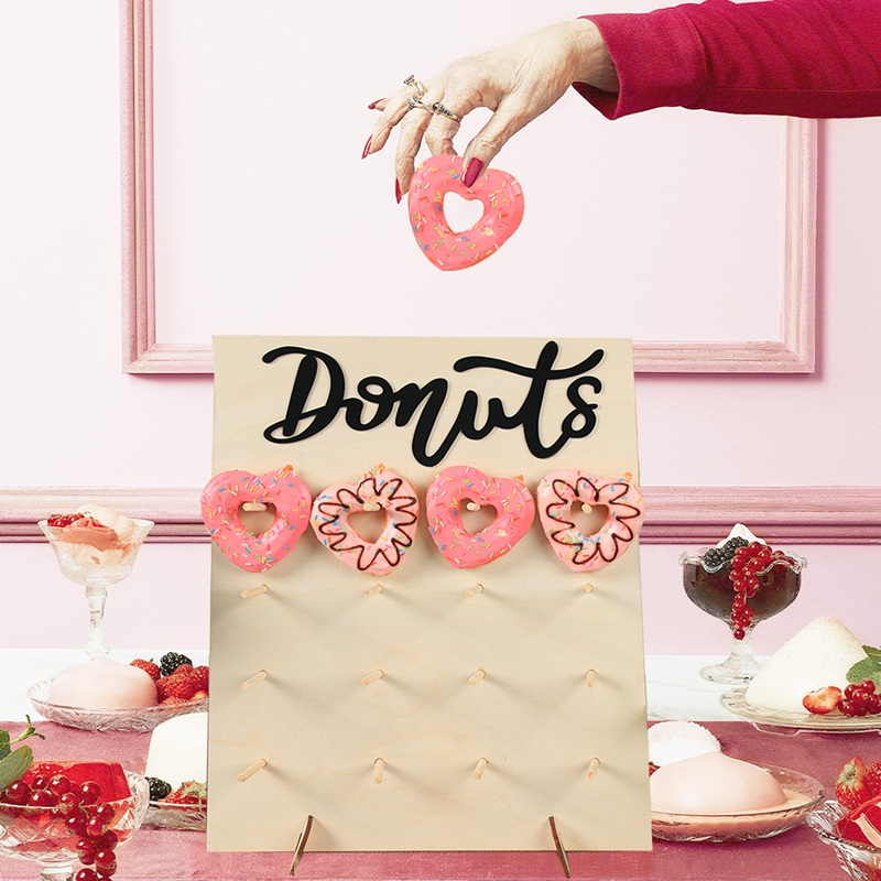 DIY Wooden Number Donuts Wall Display Stand Holder Candy Sweets ...
