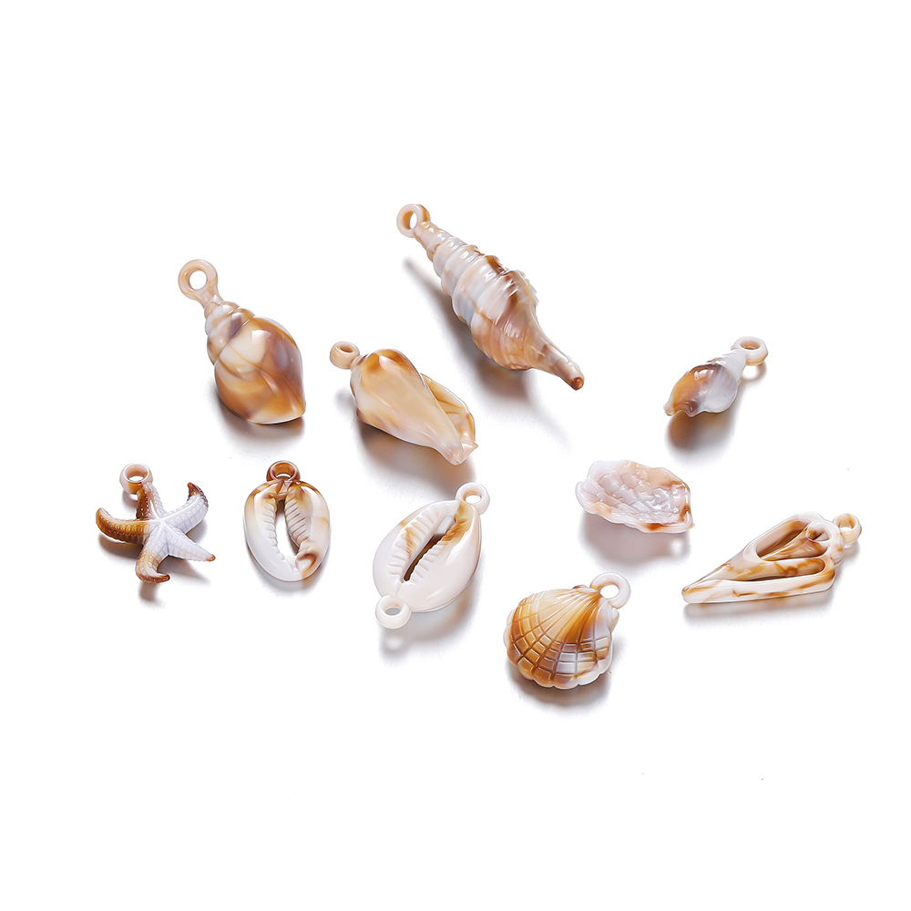 St.kunkka 10pcs/Bag Plastic Acrylic Shells Conch Starfish Shapes Beads ...