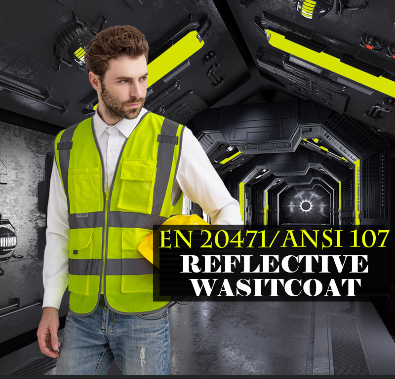 High Visibility Black Reflective Vest Safety Work Vest Construction ...