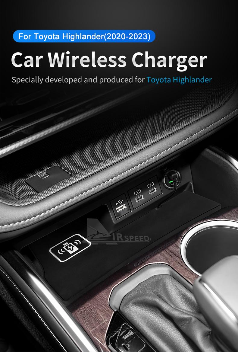 PVC Material Car Wireless Charging For Toyoyta Highlander 2020-2023 ...