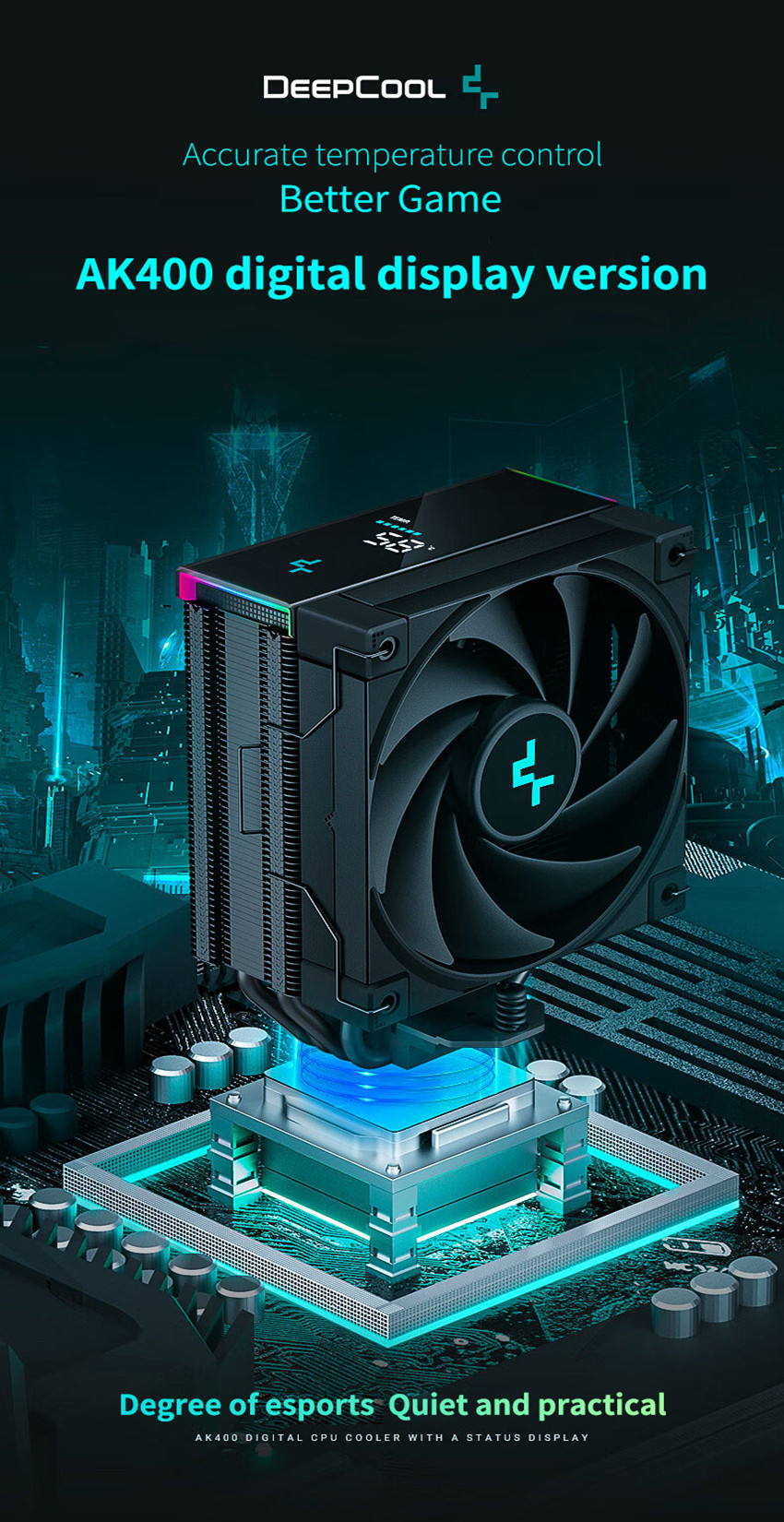 DeepCool AK400 Digital Display CPU Cooler Plated 4 Heat Pipe 12cm ...