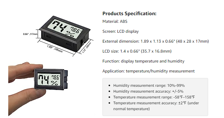 Mini Hygrometer Thermometer Digitaal Humidity Gauge, AikTryee ...