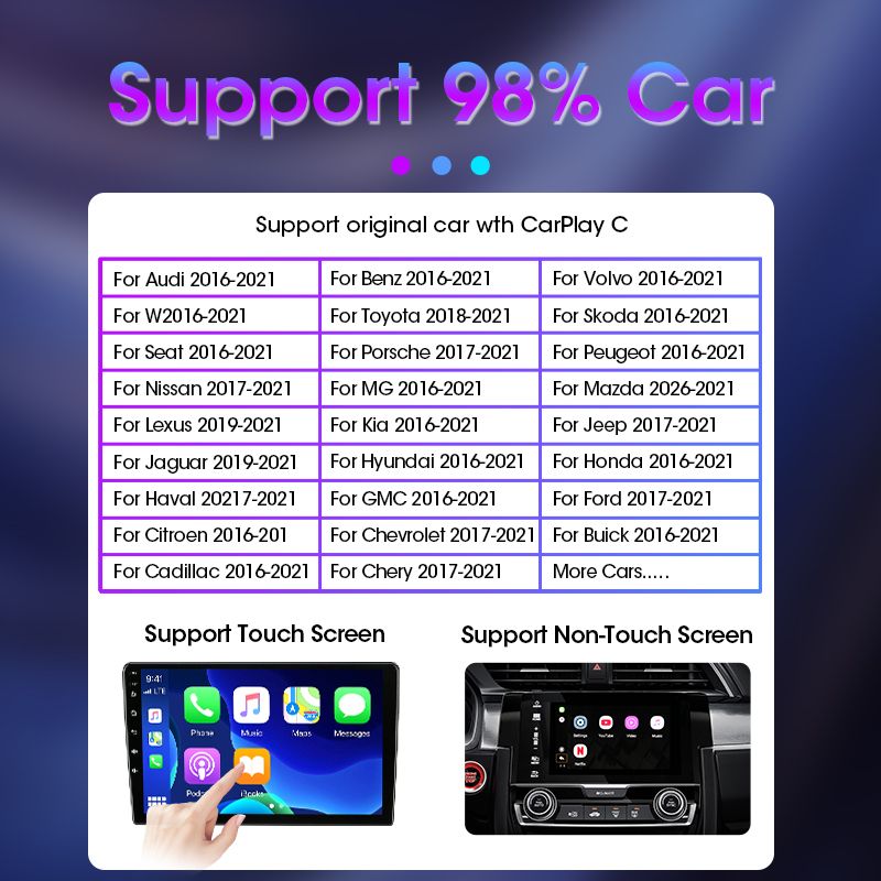 Carlin Kit Wireless Carplay Car Adapter Bluetooth USB Control Smart ...