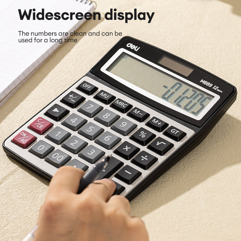 Deli Basic Calculator Desktop Solar Calculator With Big and Clear ...