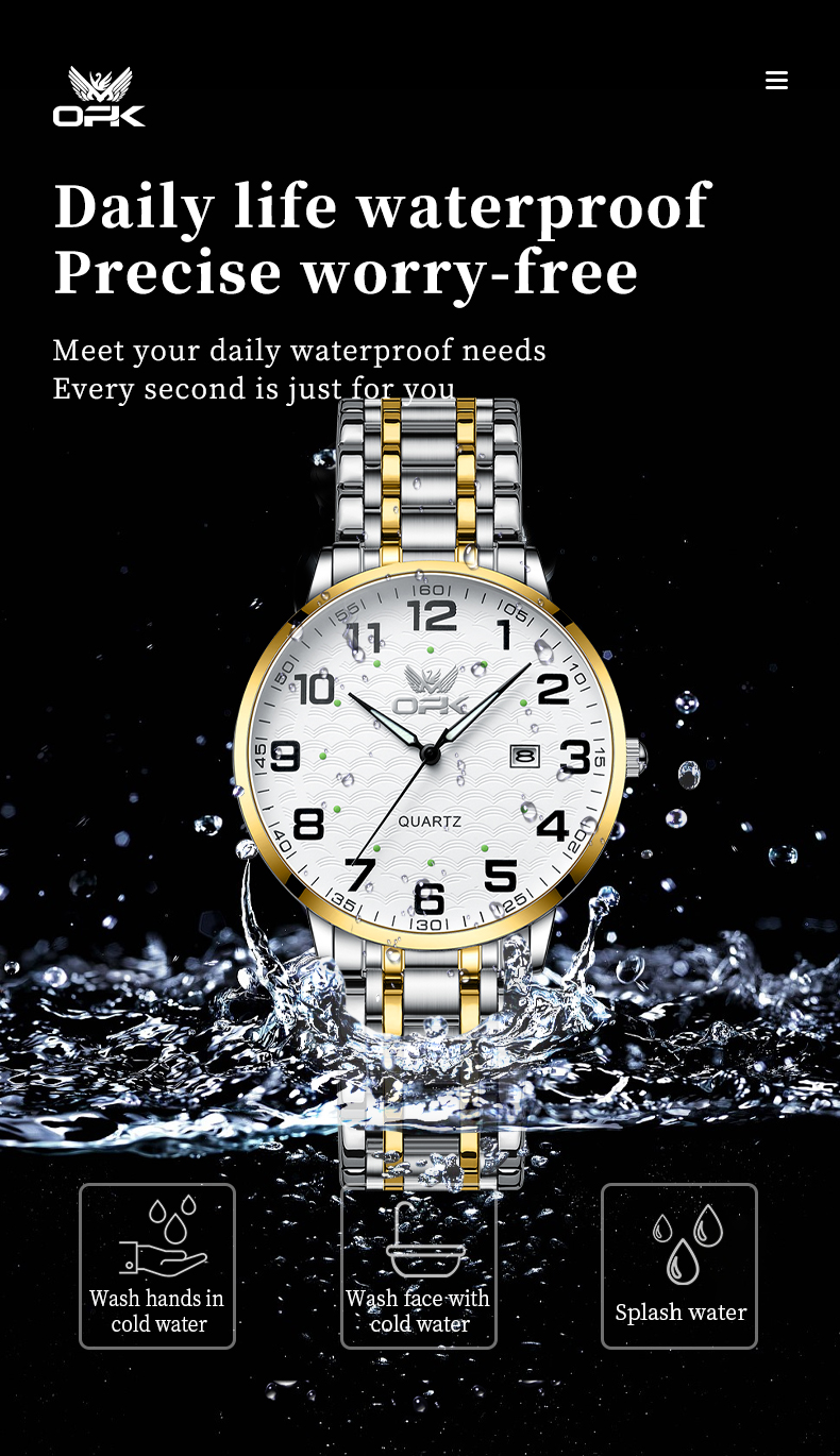 OPK Watch For Men WaterProof Original Stainless Steel With Box Fashion ...