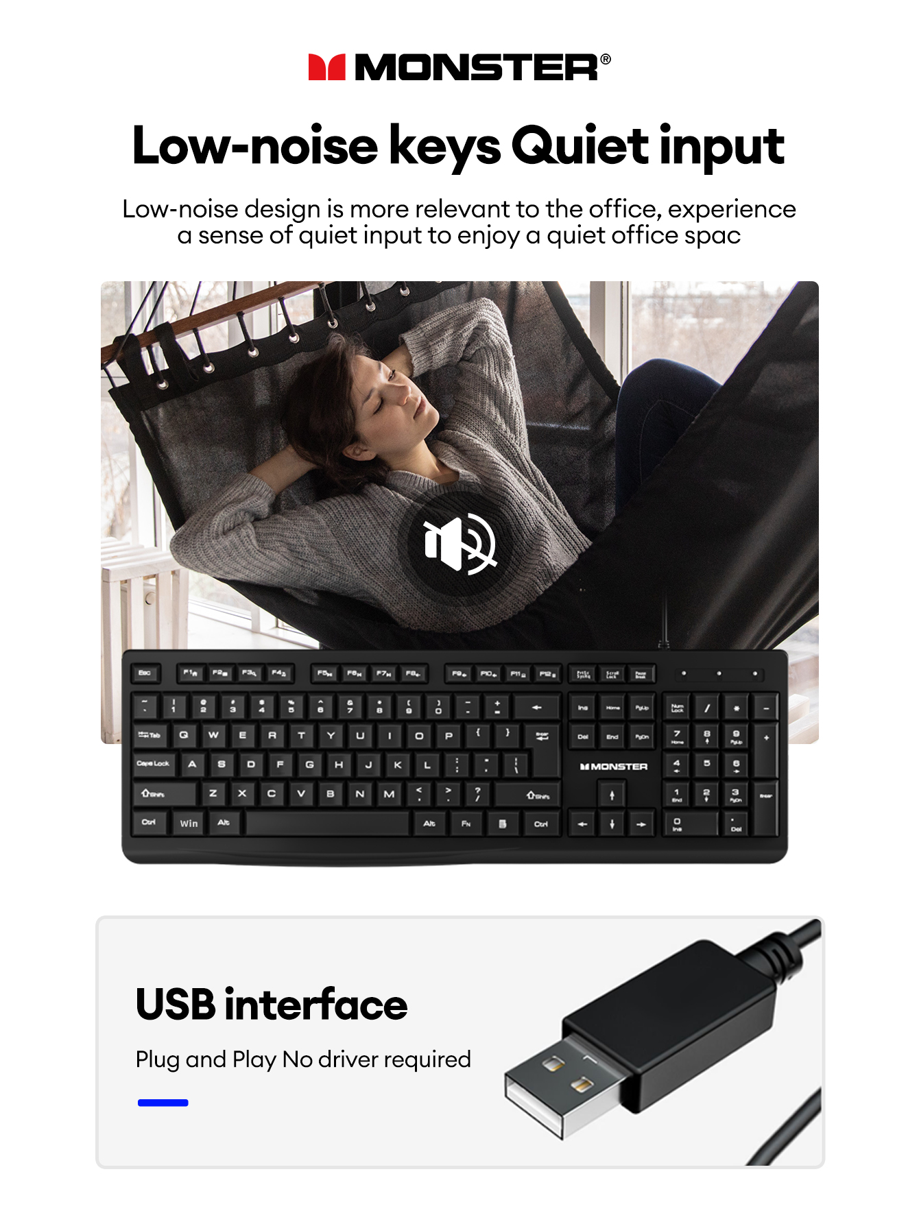 Monster KM2 Keyboard And Mouse Set Multi System Compatible Grip Comfort ...