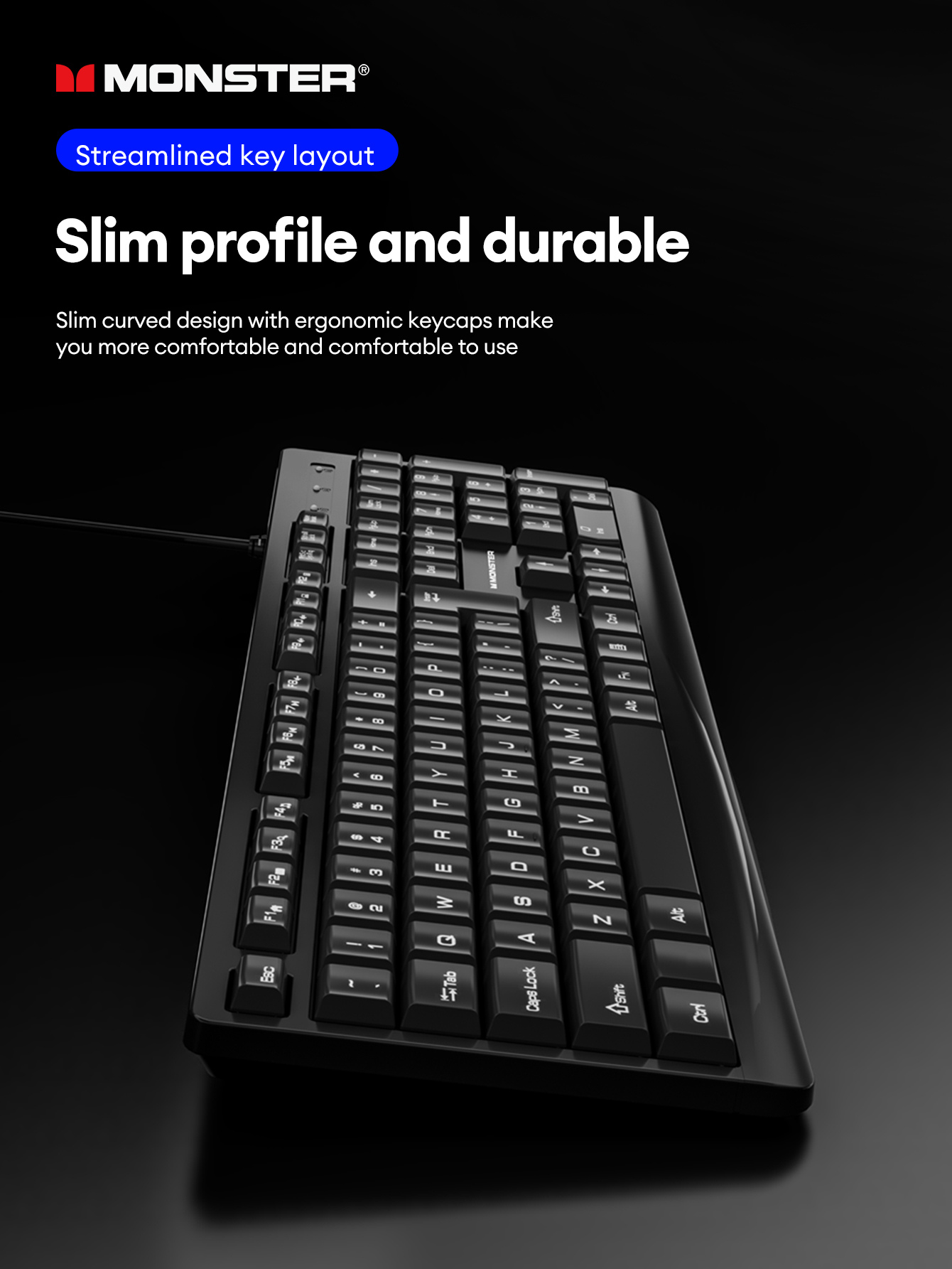 Monster KM2 Keyboard And Mouse Set Multi System Compatible Grip Comfort ...