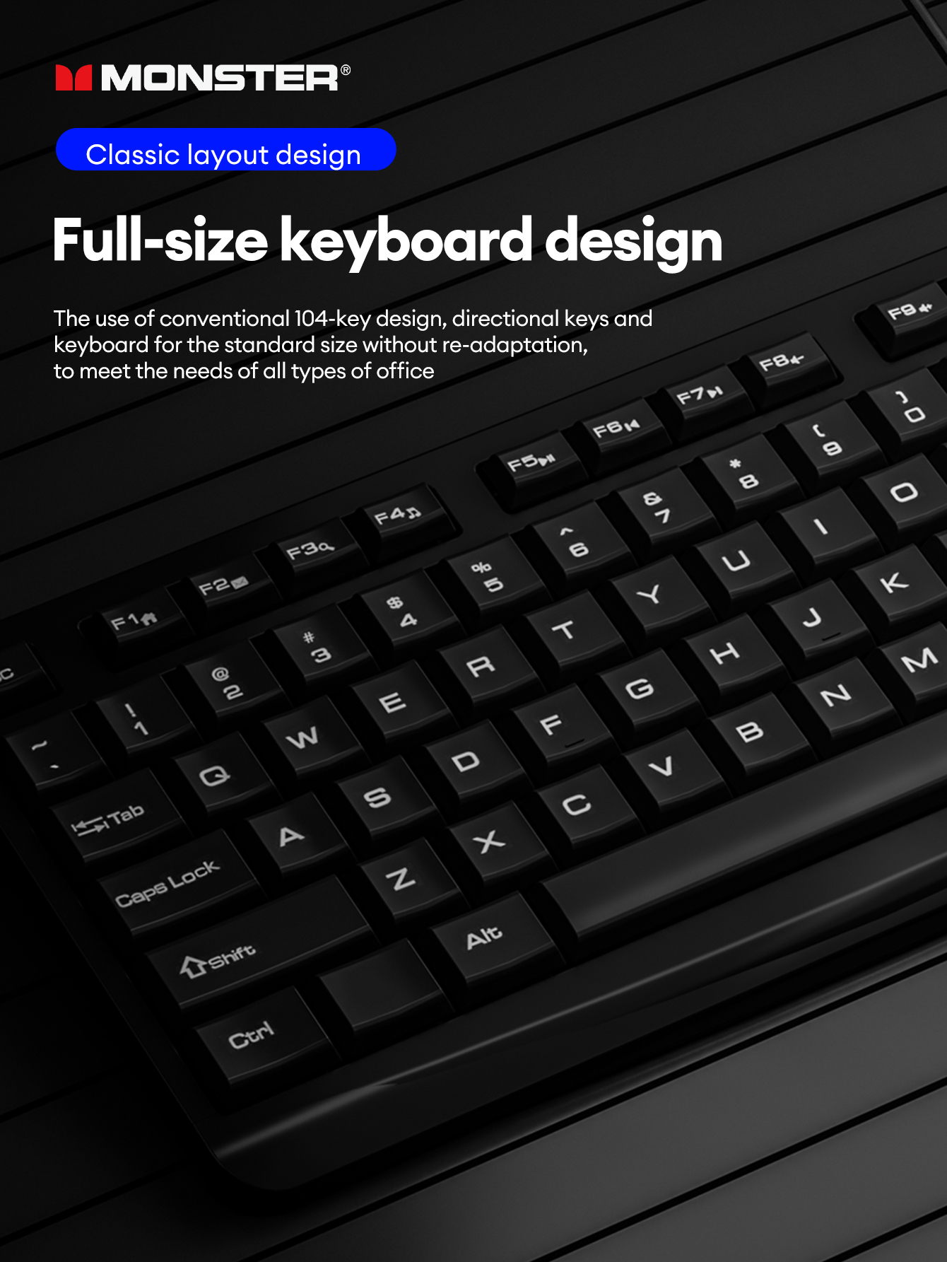 Monster KM2 Keyboard And Mouse Set Multi System Compatible Grip Comfort ...