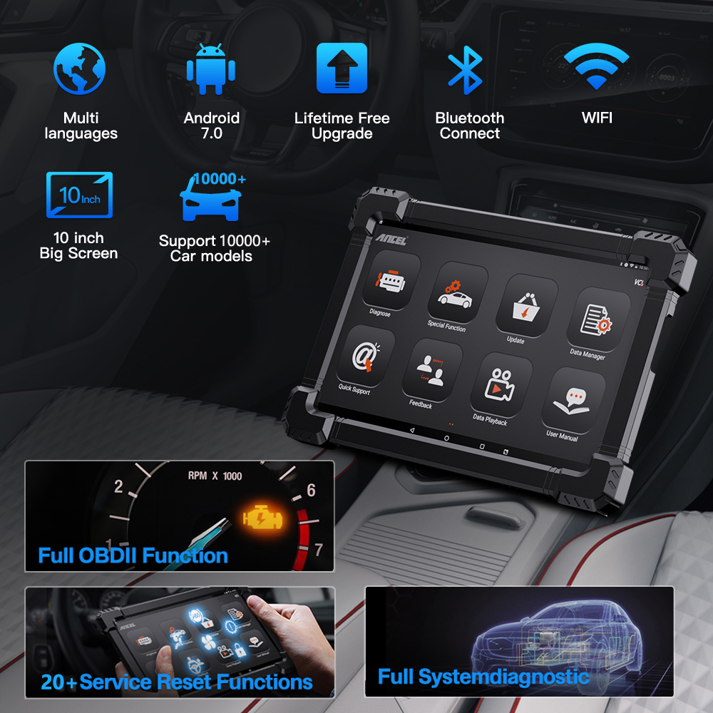 ANCEL X7 Automotive Professional Full System OBD2 Scanner ECU Coding Bi ...