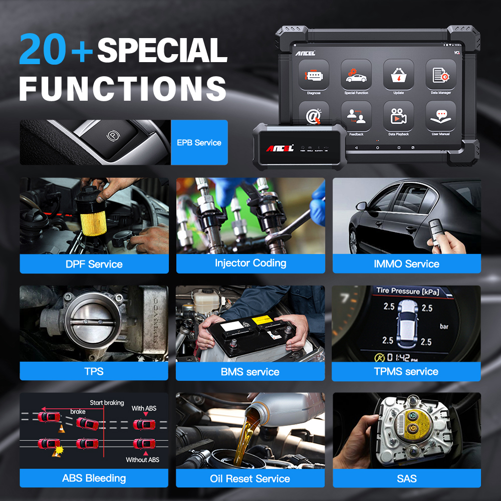 ANCEL X7 Automotive Professional Full System OBD2 Scanner ECU Coding Bi ...