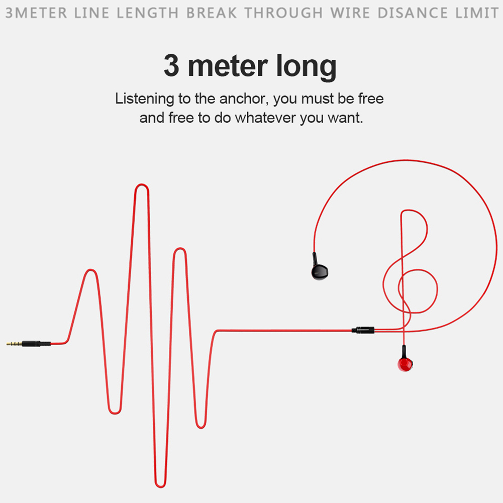【Ready stock】3-Meter Cable 3.5mm Plug Bass Wired Earphone Broadcast ...