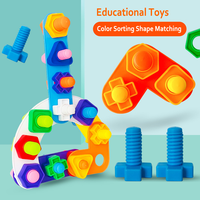Shapes Nuts and Bolts Stacking Toys STEM Color Sorting Learning Games ...