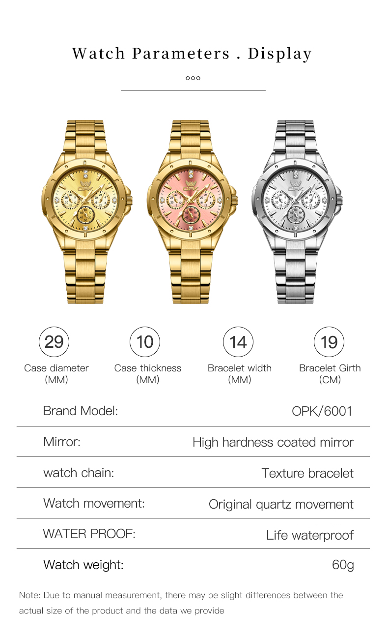 OPK Watch For Women Waterproof Original Stainless Steel Luminous ...