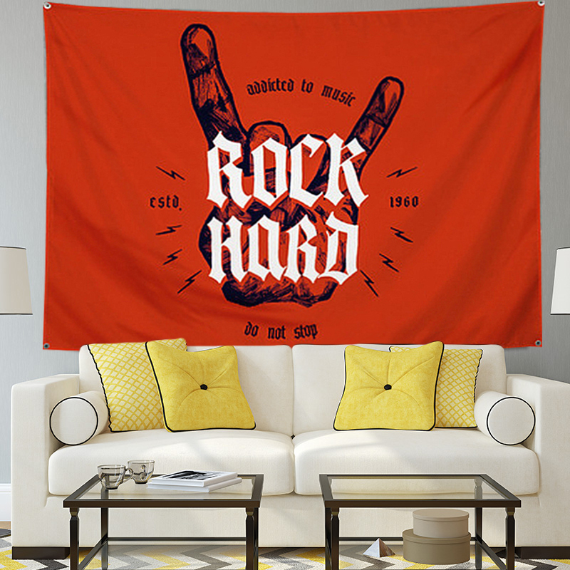 Lets Rock Flag Polyester Banner Music Rock Band Cartoon Home Decoration ...