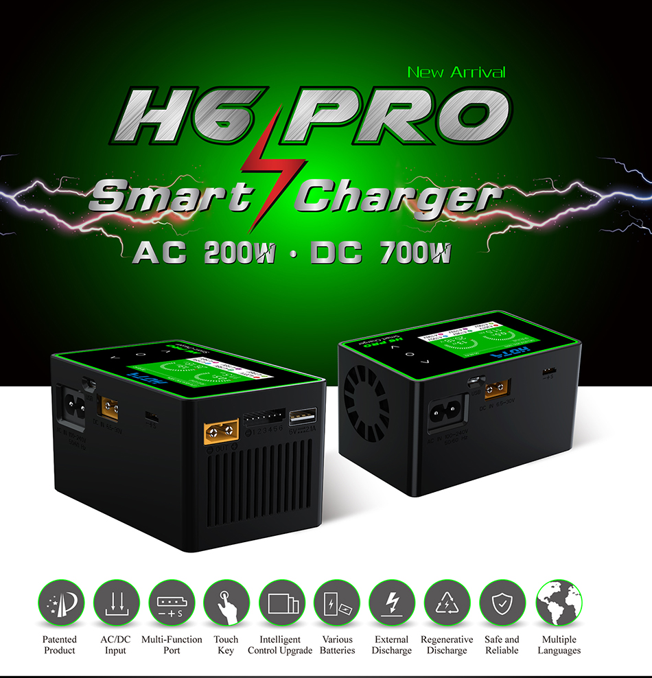 HOTA H6 Pro Duo AC 200W DC 700W 26A Mini Battery Charger 1-6S Lipo NiMh Li-ion Ni-Cd Digital RC ...