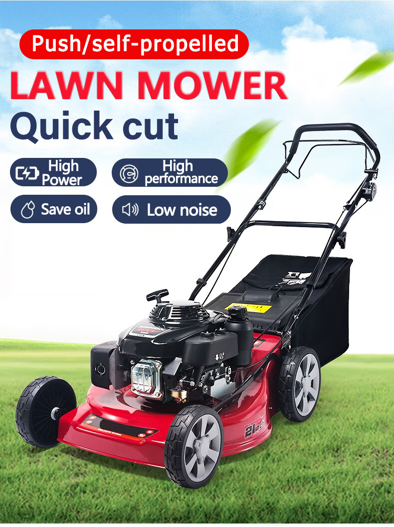 Grass Trimmer 4-Stroke Gasoline Lawn Mower Heavy Duty Hand Push Grass ...