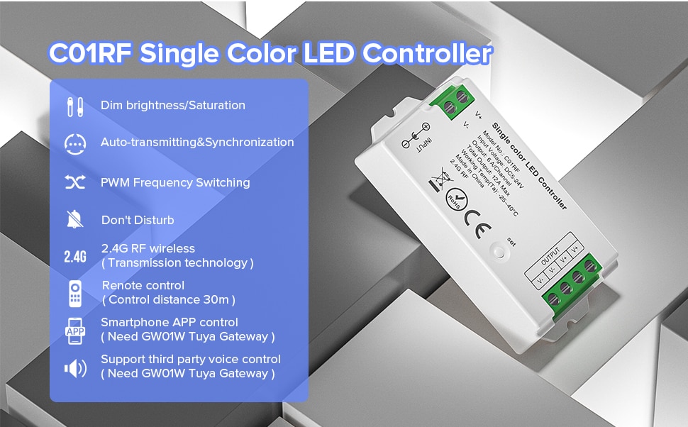 BTF-LIGHTING C01RF-C05RF Mini 2.4GHz LED Light Strip Controller for 2pin DIM 3pin CCT 4pin RGB ...