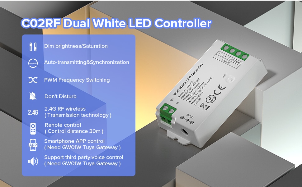 BTF-LIGHTING C01RF-C05RF Mini 2.4GHz LED Light Strip Controller for 2pin DIM 3pin CCT 4pin RGB ...